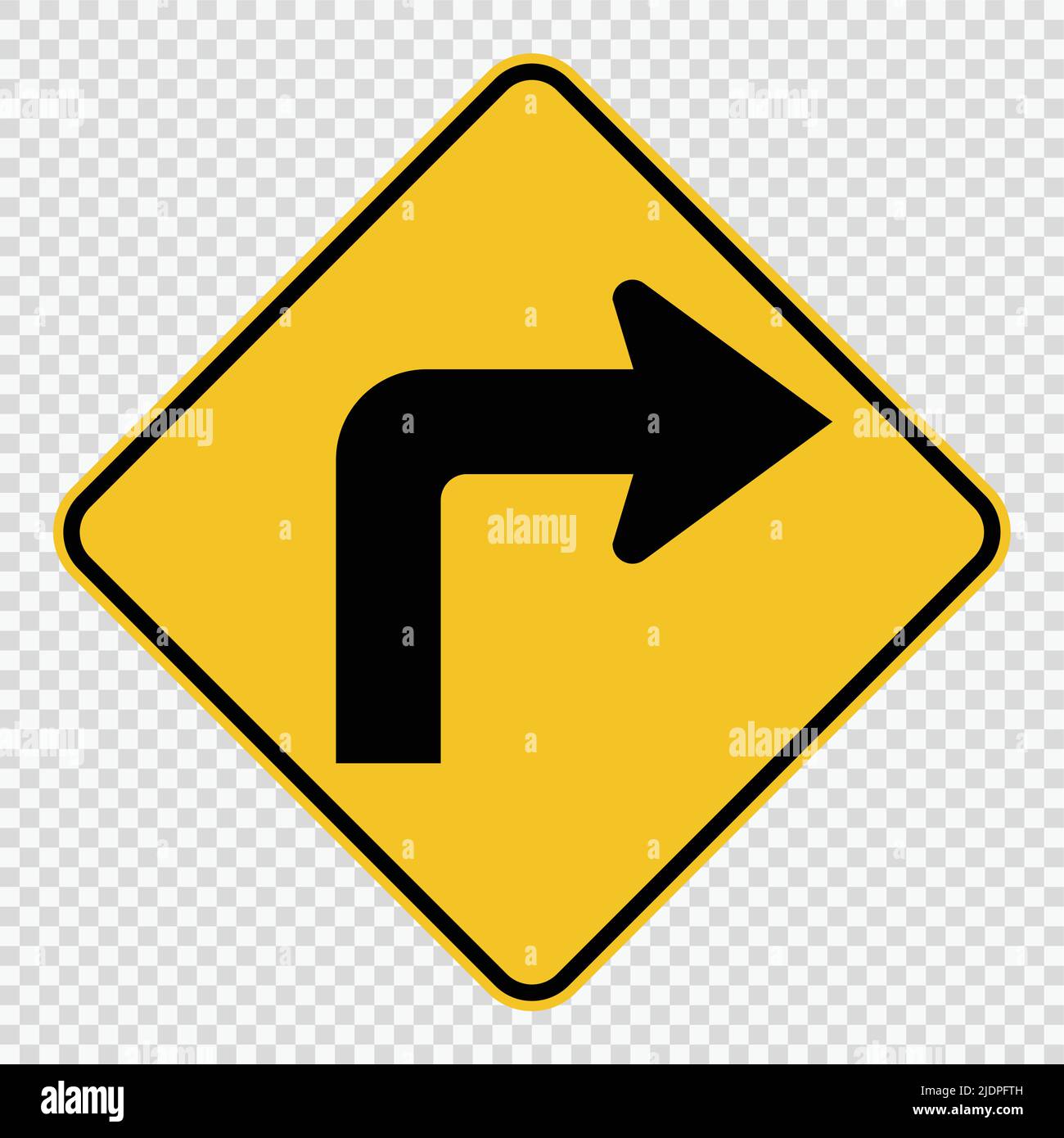 right turn ahead traffic sign on transparent background,vector ...