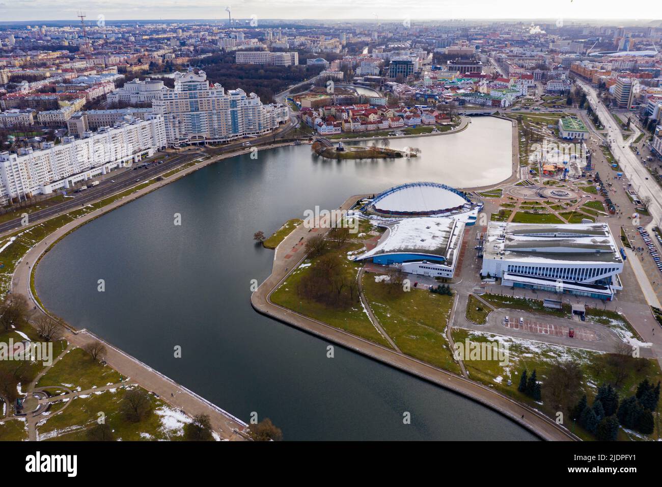 Central areas of Minsk on Svislach river Stock Photo - Alamy