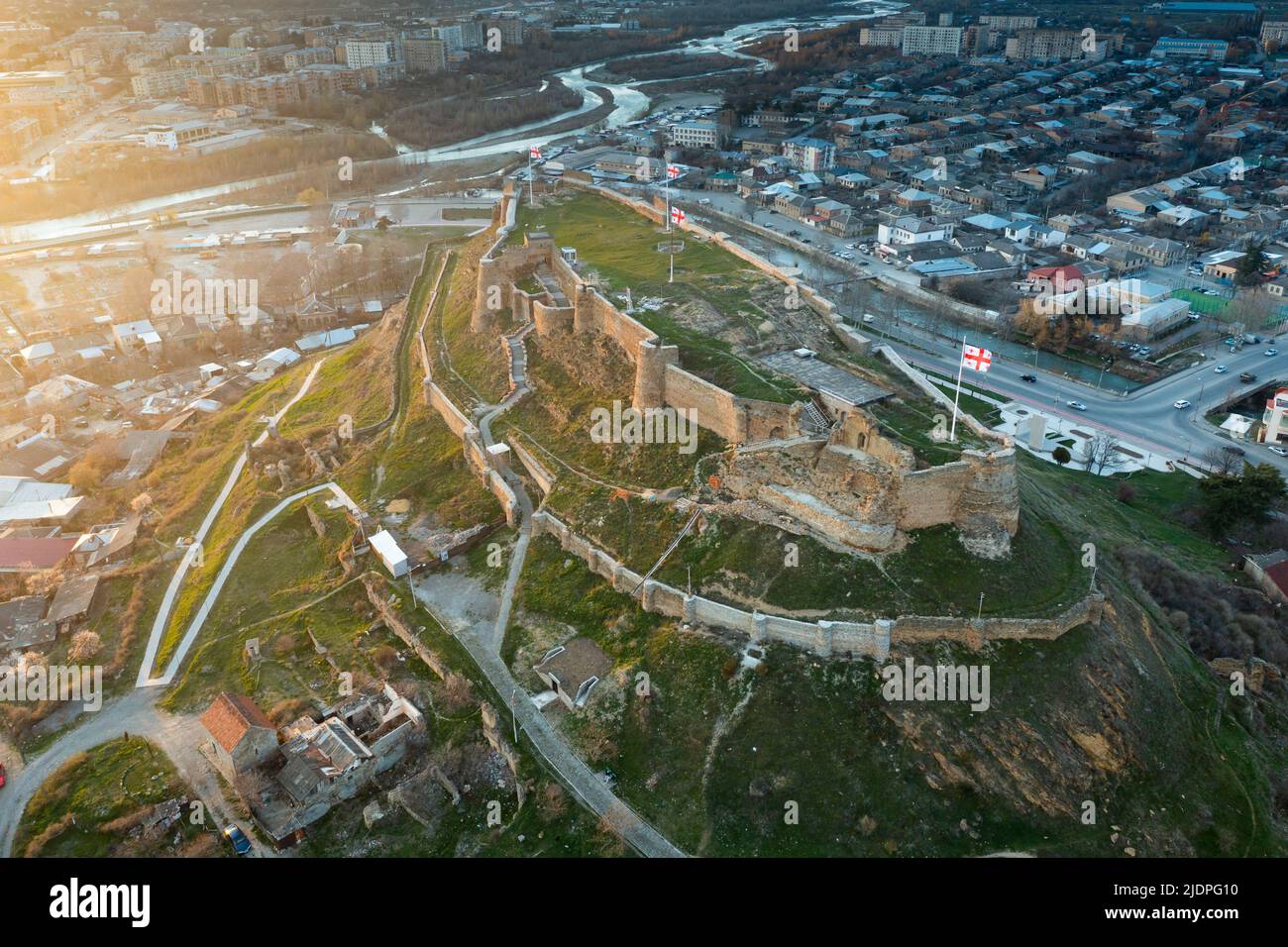 Panoramic view of Gori center with medieval fortress Stock Photo - Alamy