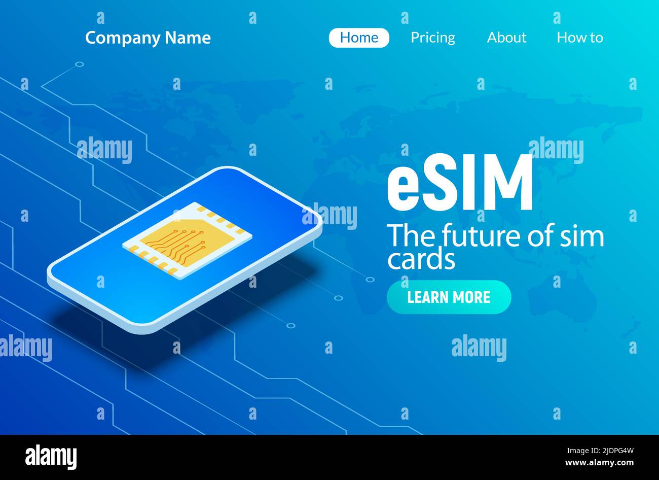 Esim technology digital card microchip phone gsm mobile vector concept ...