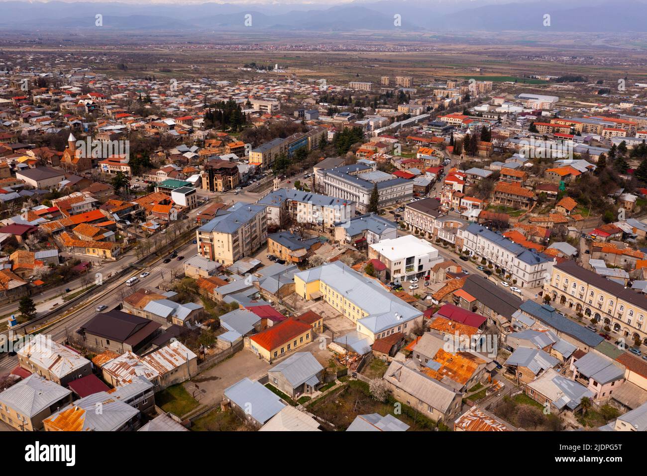 View from drone of Georgian town Telavi Stock Photo - Alamy