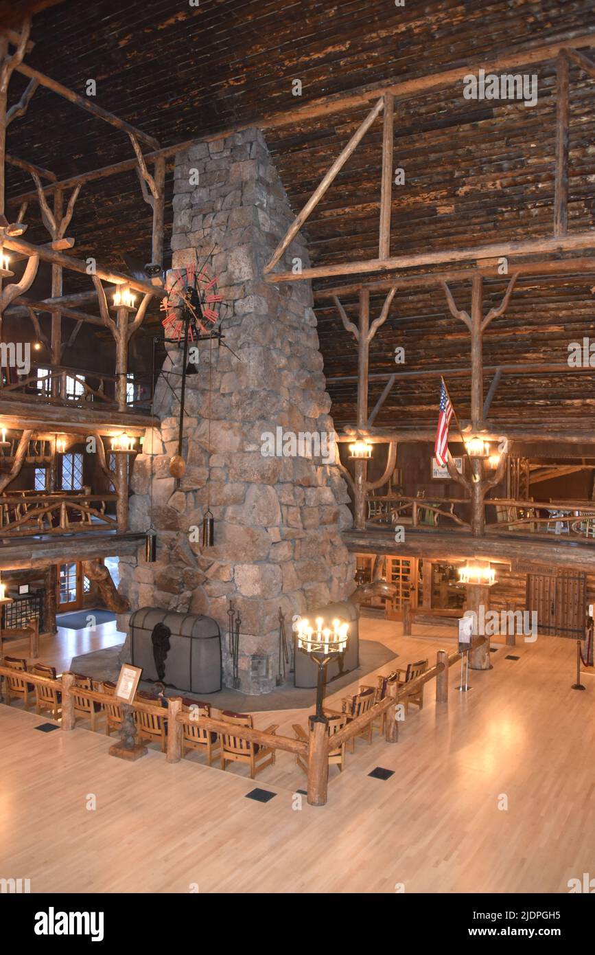 Yellowstone National Park USA 5/21-24/2022. Old Faithful Inn grand ...