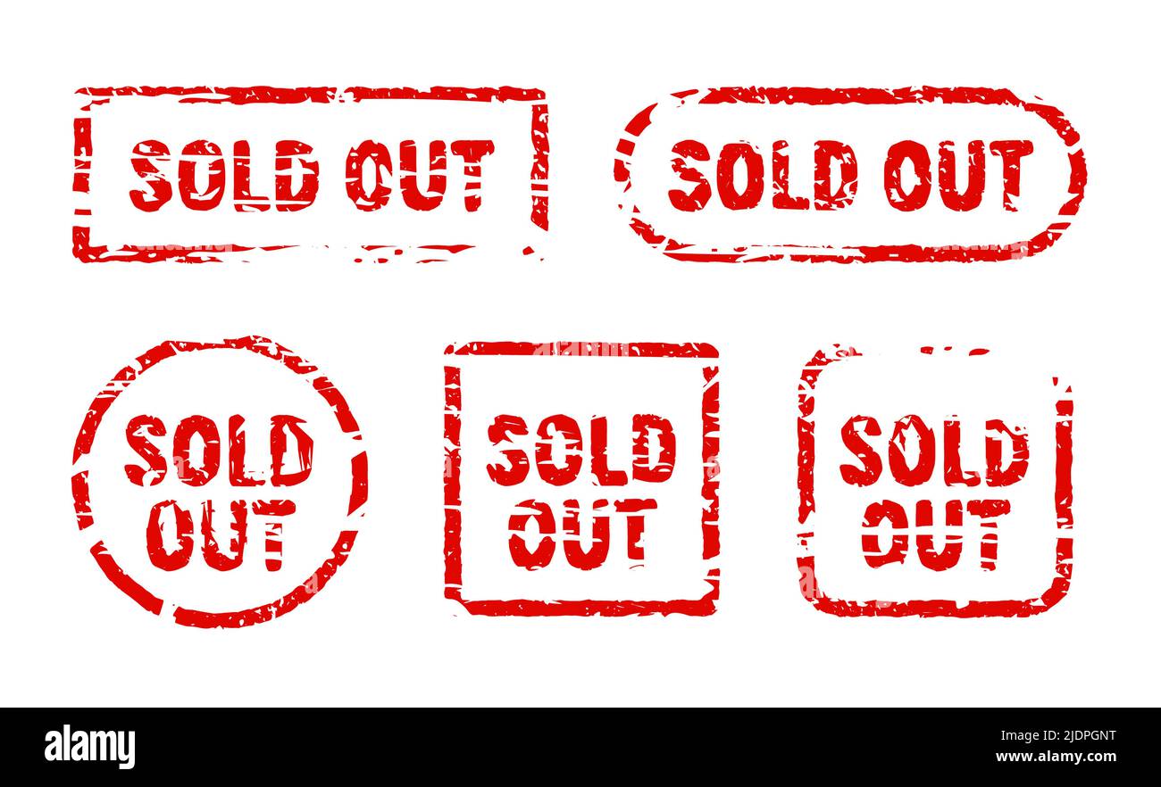 Sold out vector red stamp grunge sign. Sold banner seal sticker icon label design Stock Vector ...