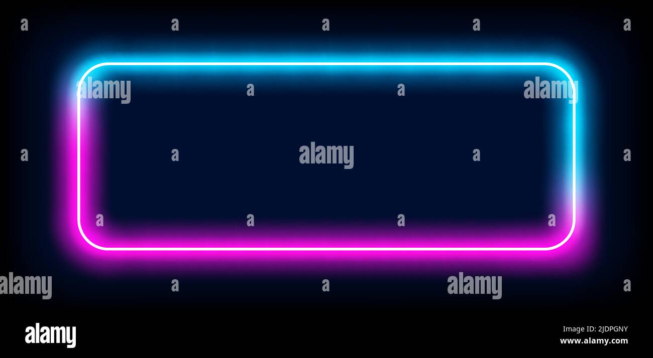 Neon light frame box line rectangle background. Led neon glow vector ...