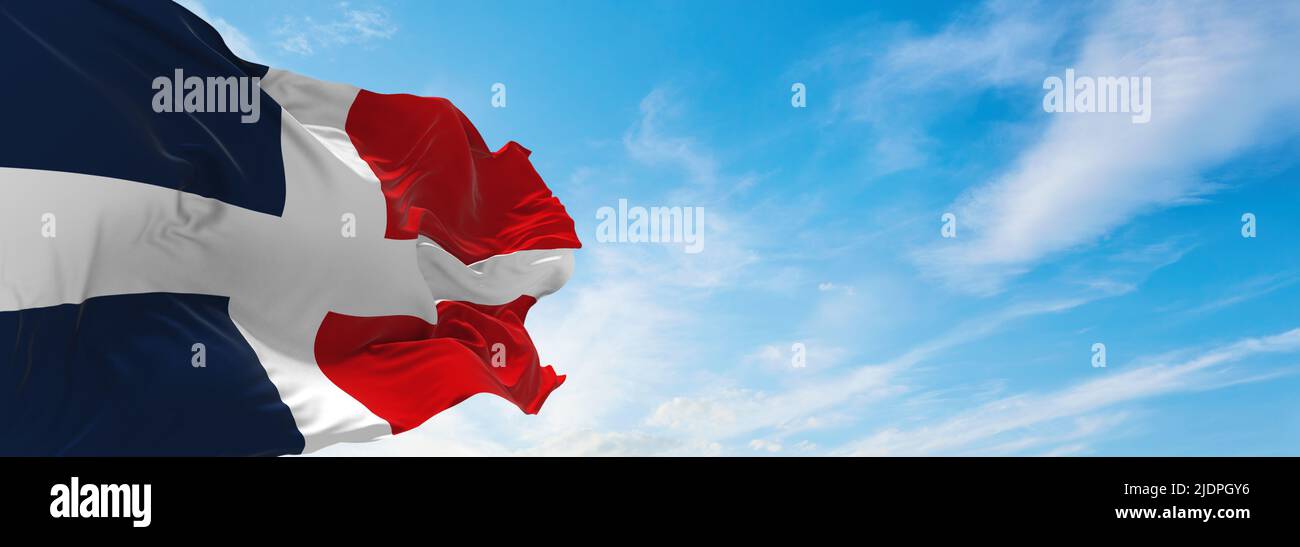 flag of Saar 1947-1956, France at cloudy sky background on sunset ...