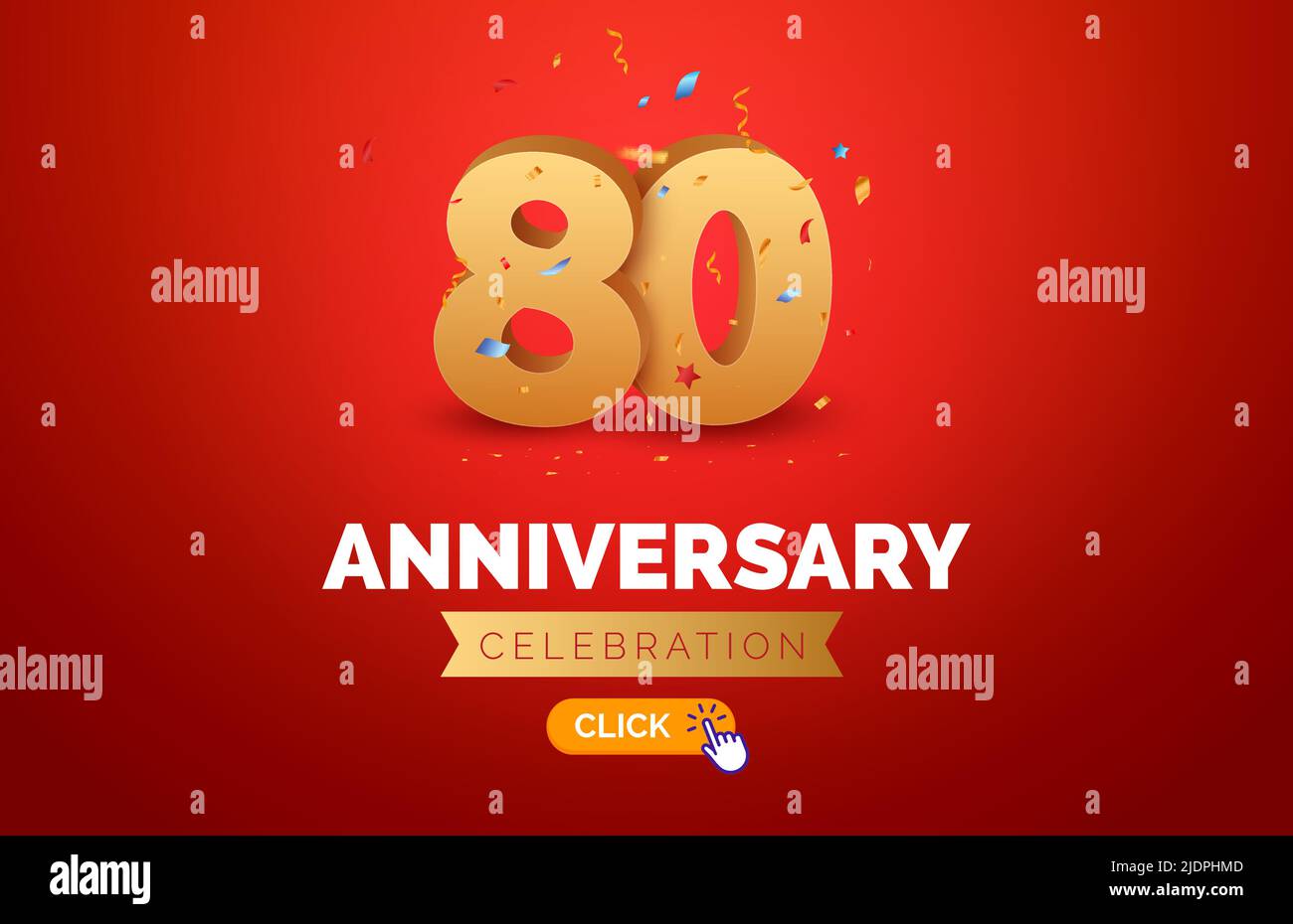 Anniversary birthday 80 years golden background. Happy vector poster ...