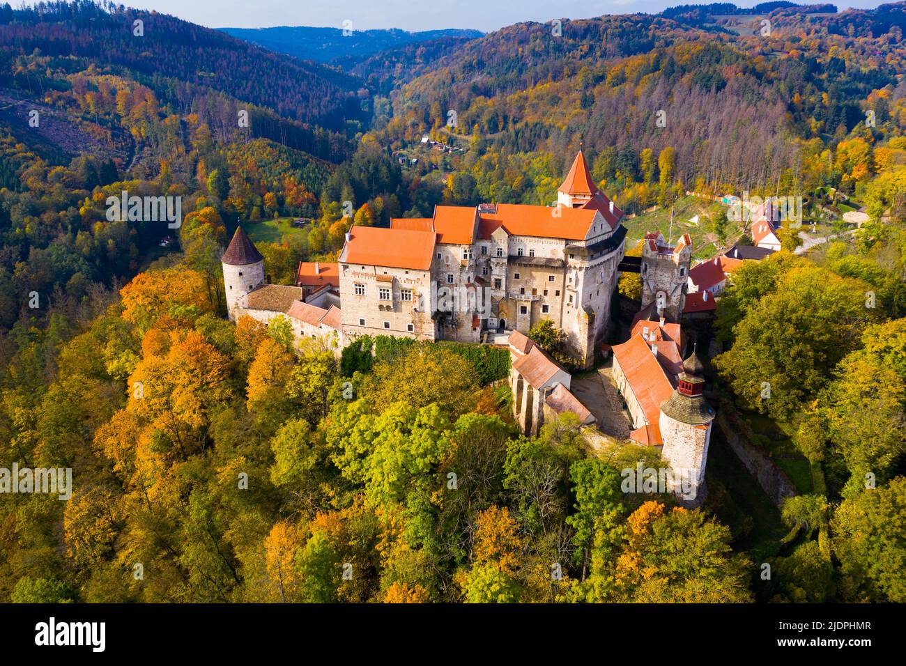 Aerial view of Pernstejn castle, Czech Republic Stock Photo - Alamy