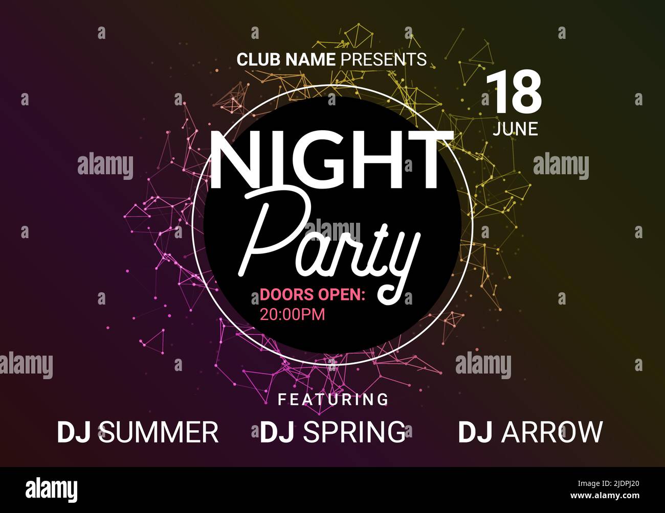 Dance music night poster background. Night club music concert DJ flyer ...