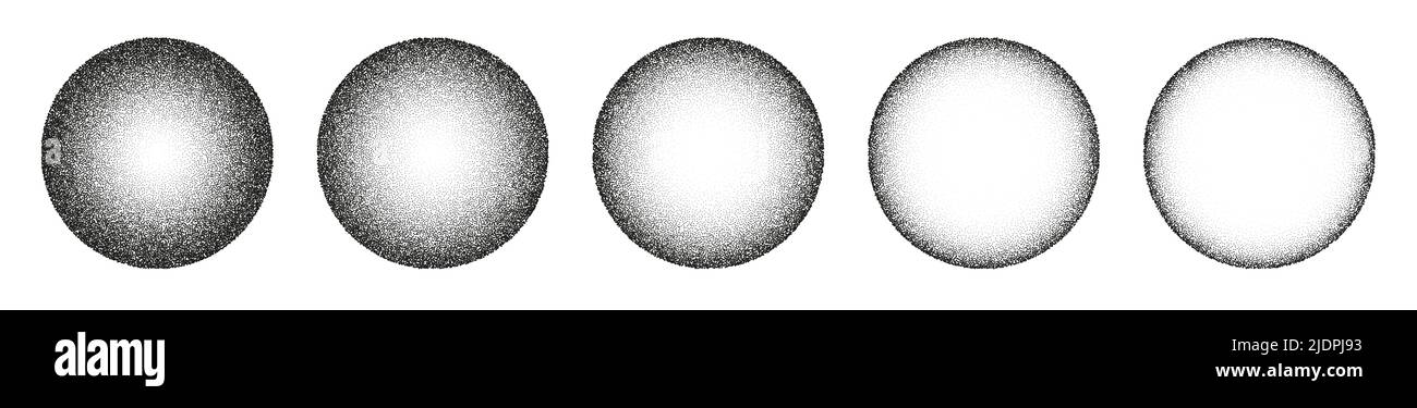 Circle noise texture dotwork grain 3D sphere planet dot vector halftone ...