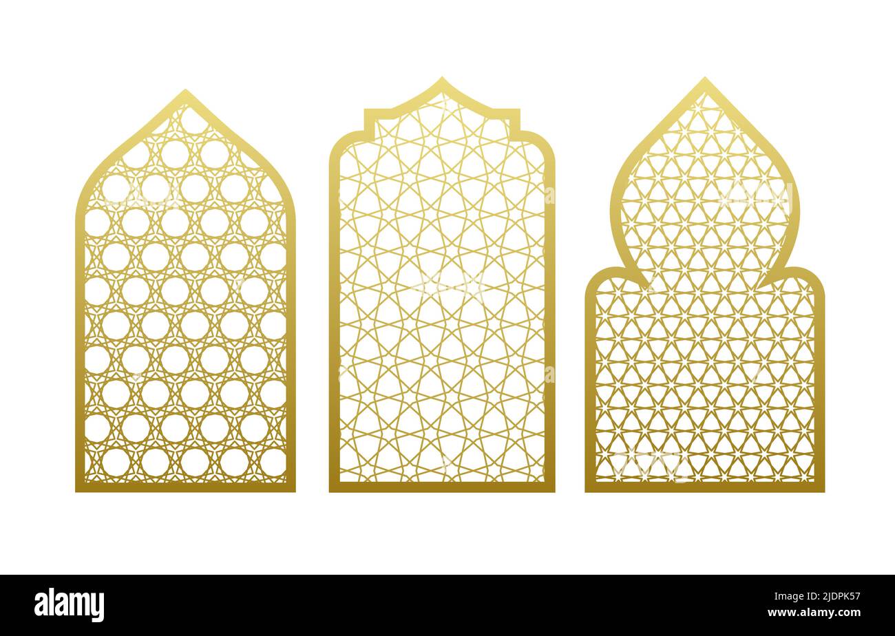 Arab vector window door pattern. Arabian islamic mosque ramadan ...
