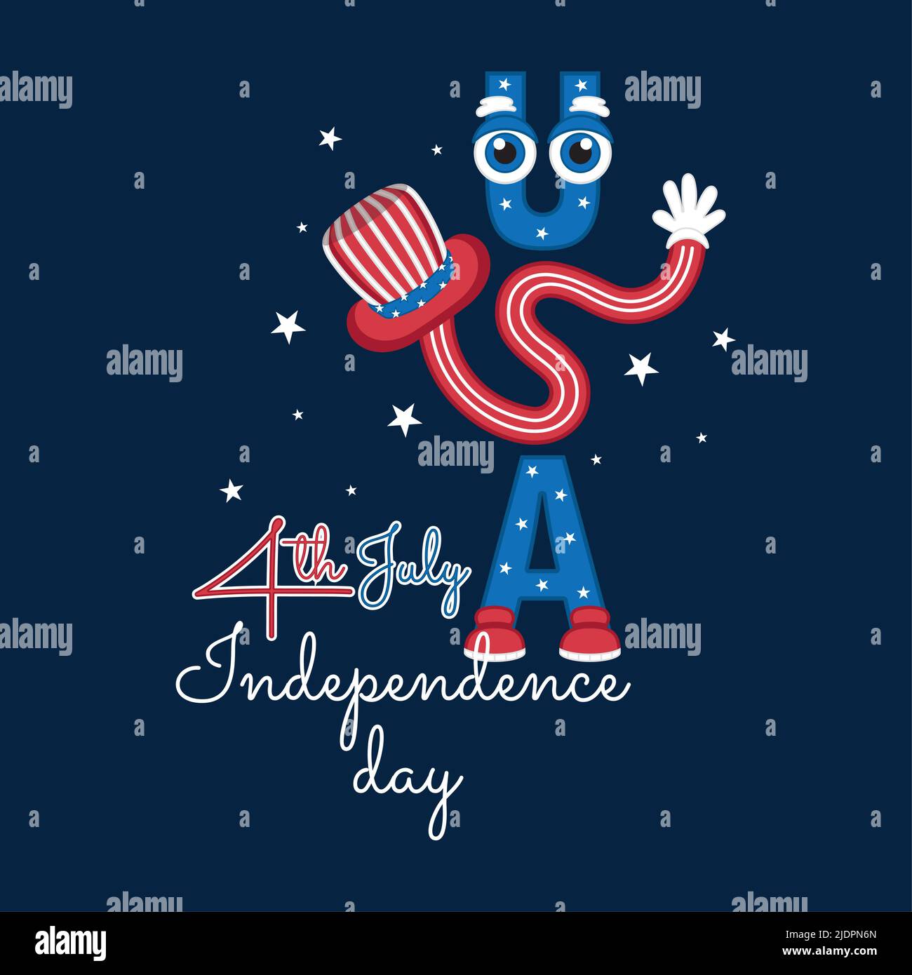 Happy cartoonish text with hat USA independence day Vector Stock Vector ...