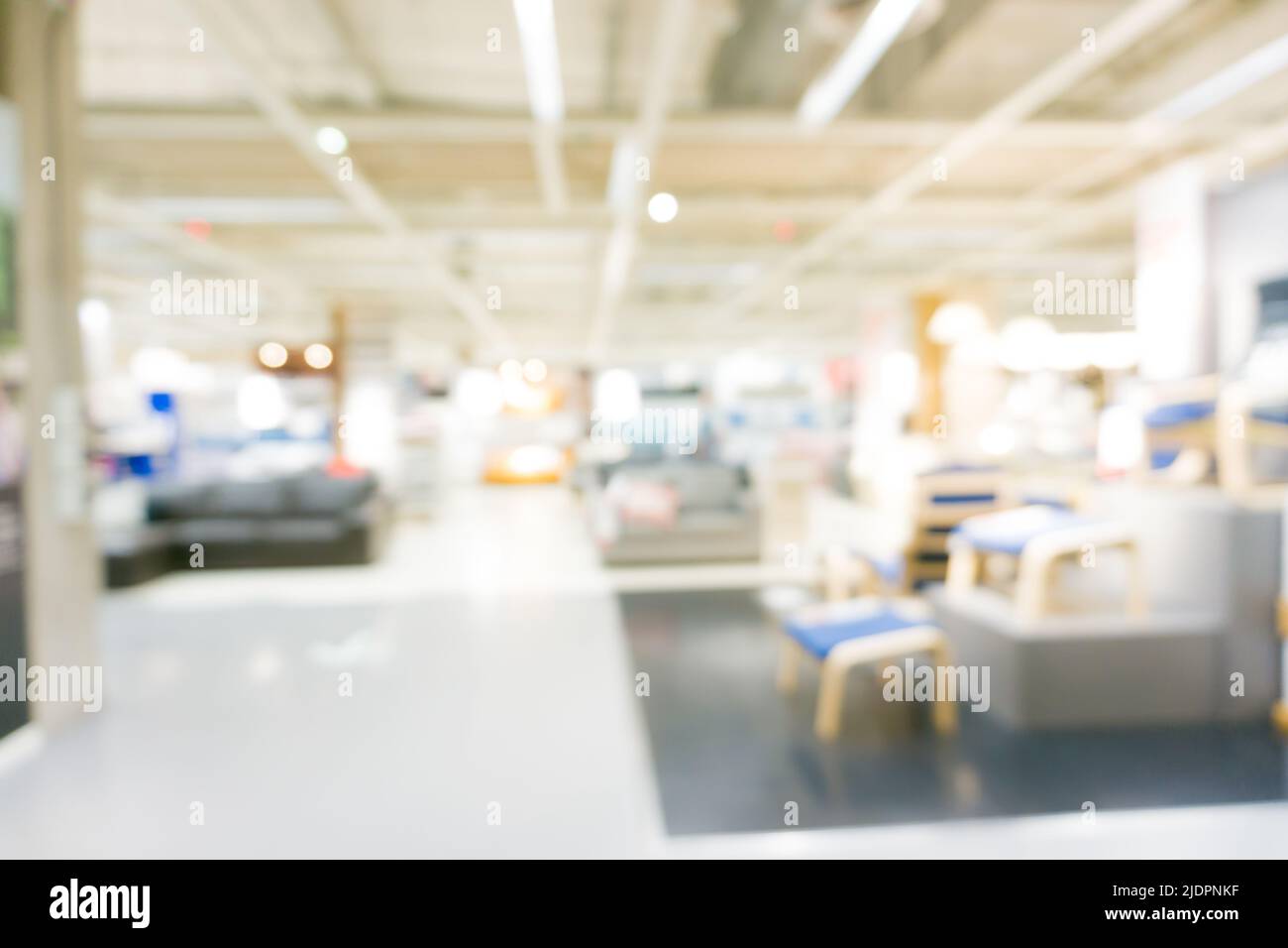 Blurred supermarket with furniture home mart background, Business ...