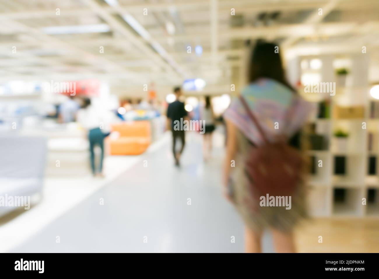 Blurred supermarket with furniture home mart background, Business ...
