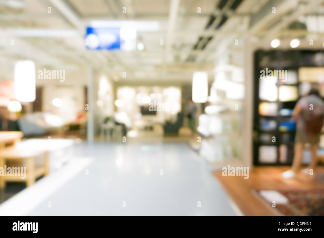Blurred supermarket with furniture home mart background, Business ...