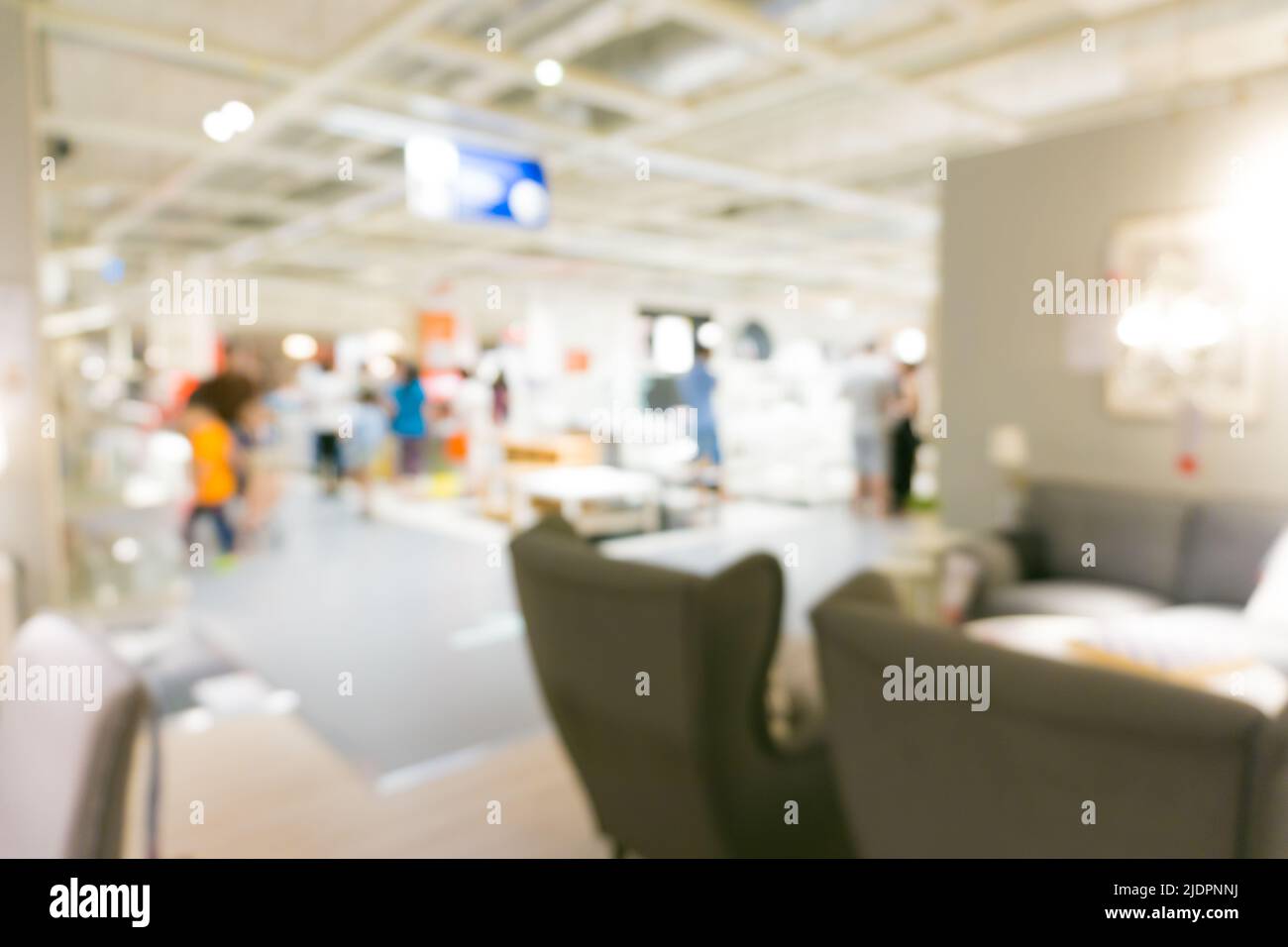 Blurred supermarket with furniture home mart background, Business ...