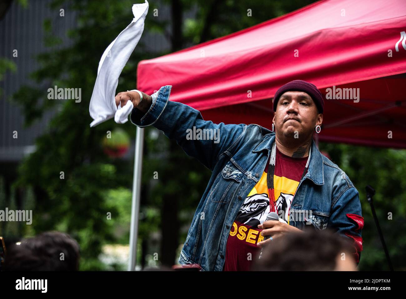 Drezus, a Muskowekwan, performs during the concert to celebrate ...