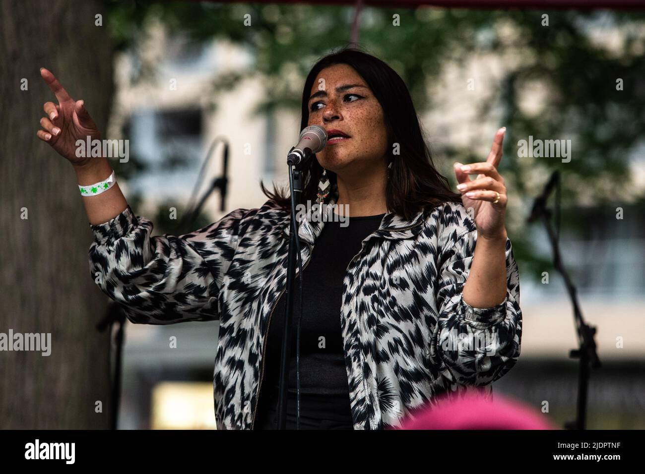 Elisapie, a Canadian Inuk singer-songwriter, sings during the concert ...