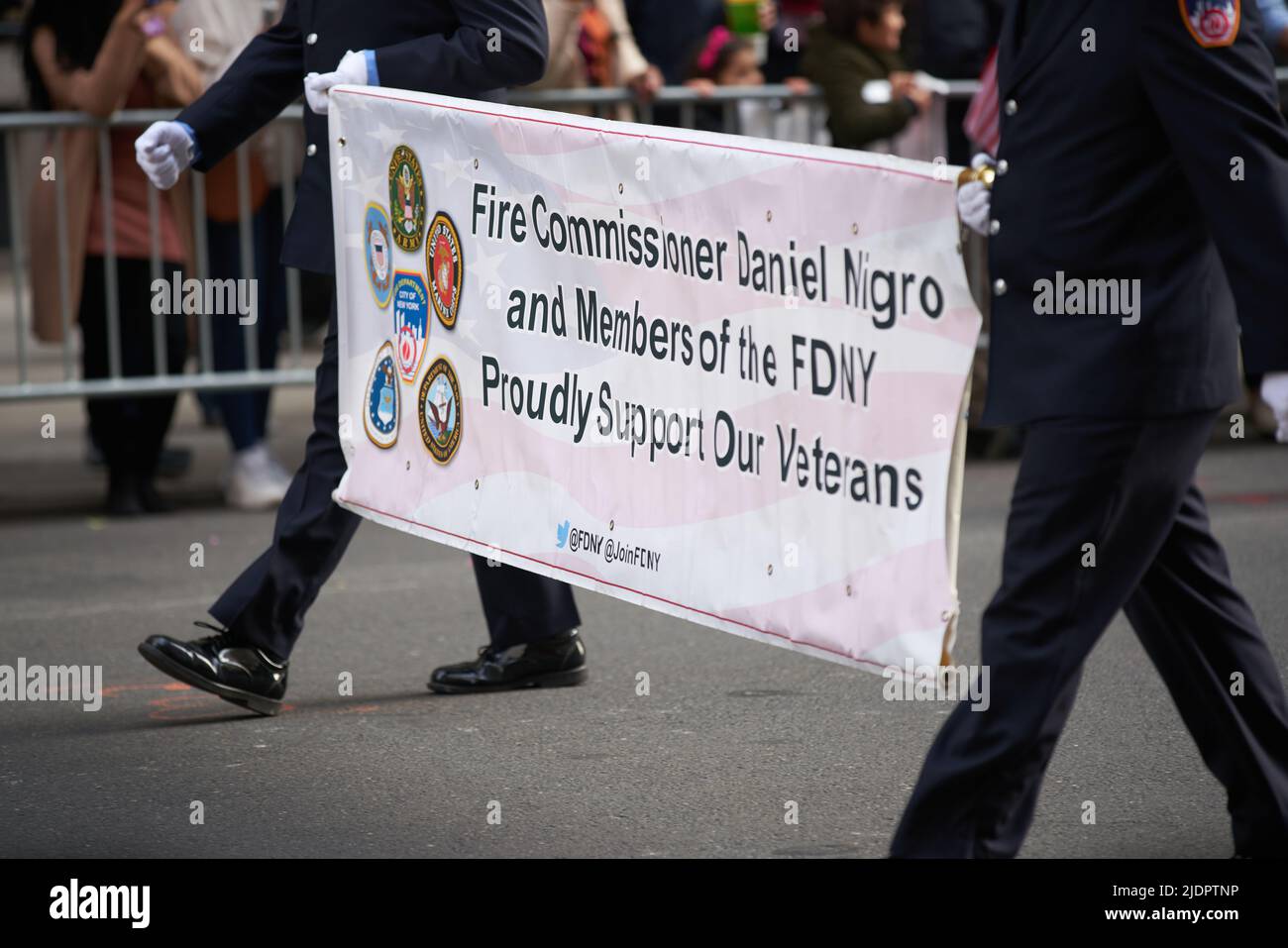 Manhattan, New York,USA - November 11. 2019: Banner announcing Fire ...