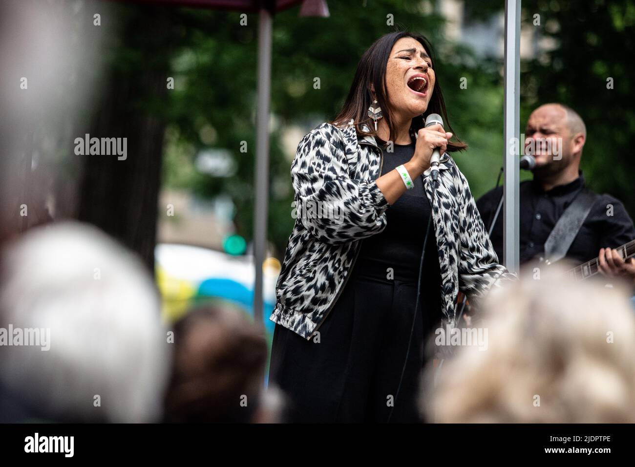 Elisapie, a Canadian Inuk singer-songwriter, sings during the concert ...