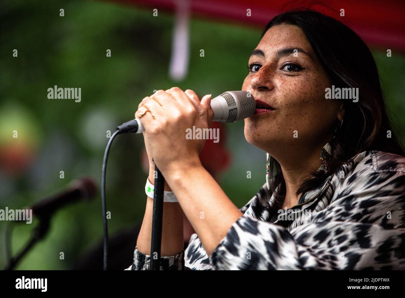 Elisapie, a Canadian Inuk singer-songwriter, sings during the concert ...