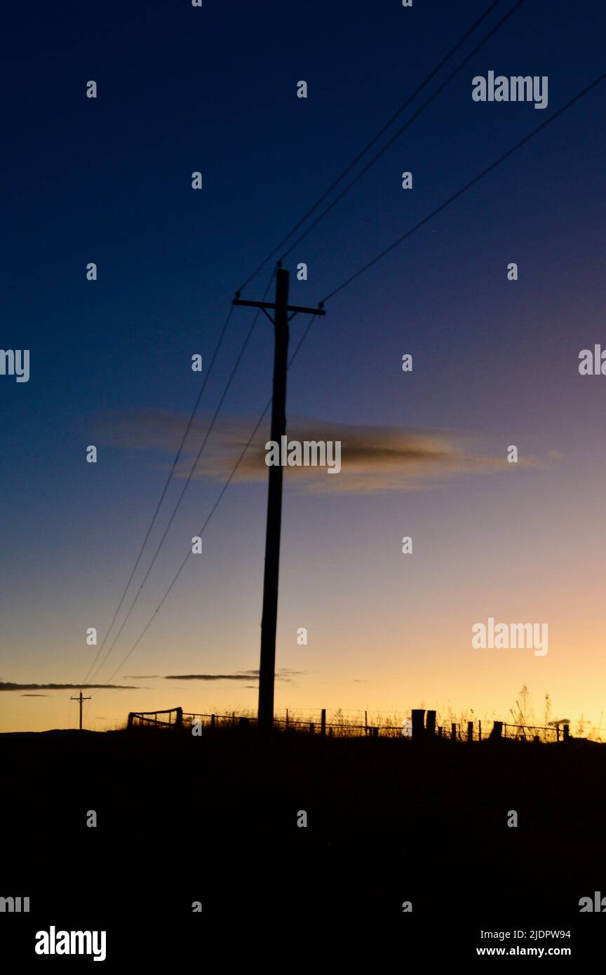 Overhead power lines at sunset hi-res stock photography and images - Alamy