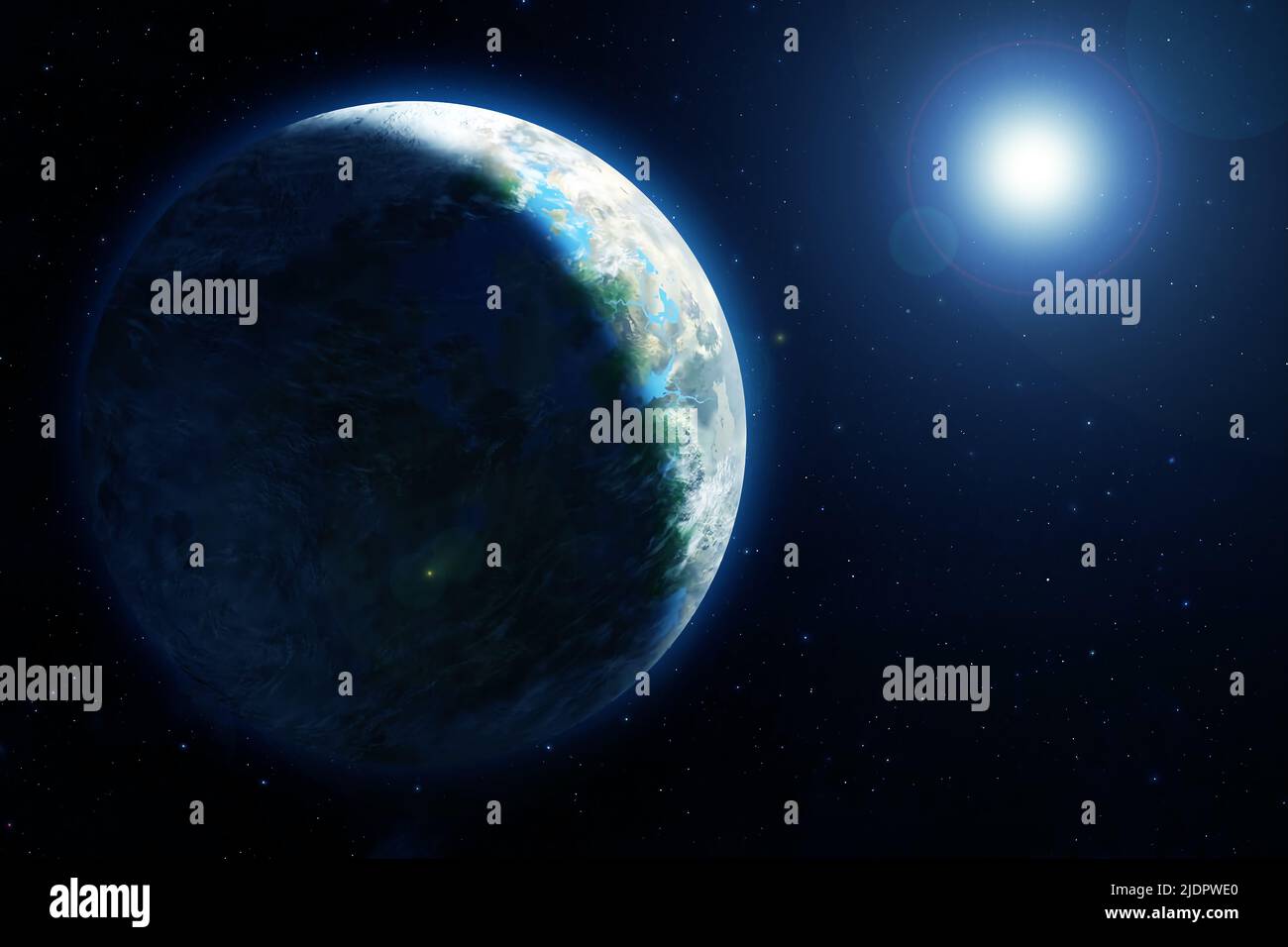 Distant exoplanet, in dark space. Elements of this image furnished by ...