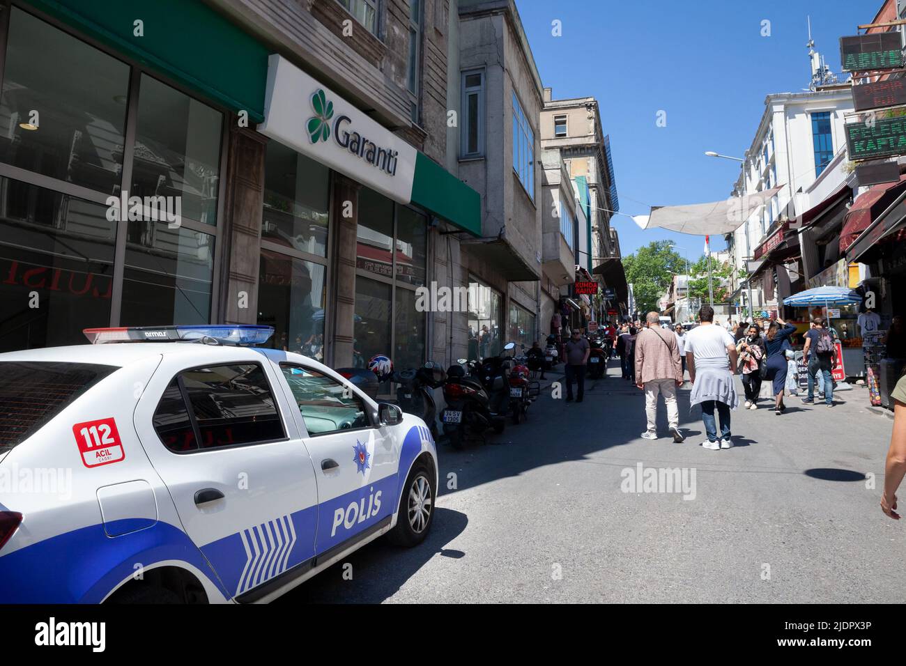 Picture of police car from the Police of Turkey parked during a patrol ...