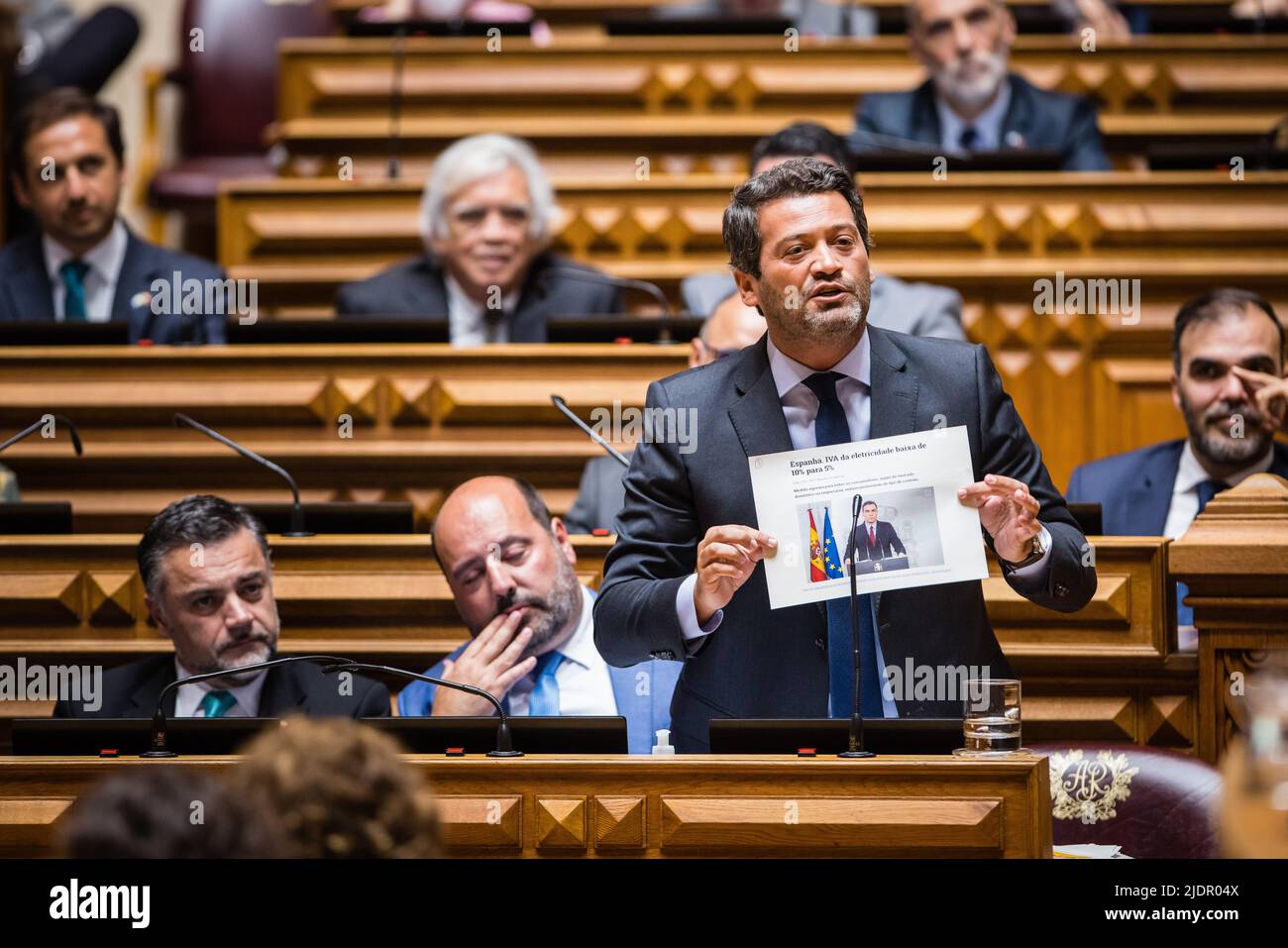 Lisbon, Portugal. 22nd June, 2022. Andre Ventura, CHEGA leader, speaks ...