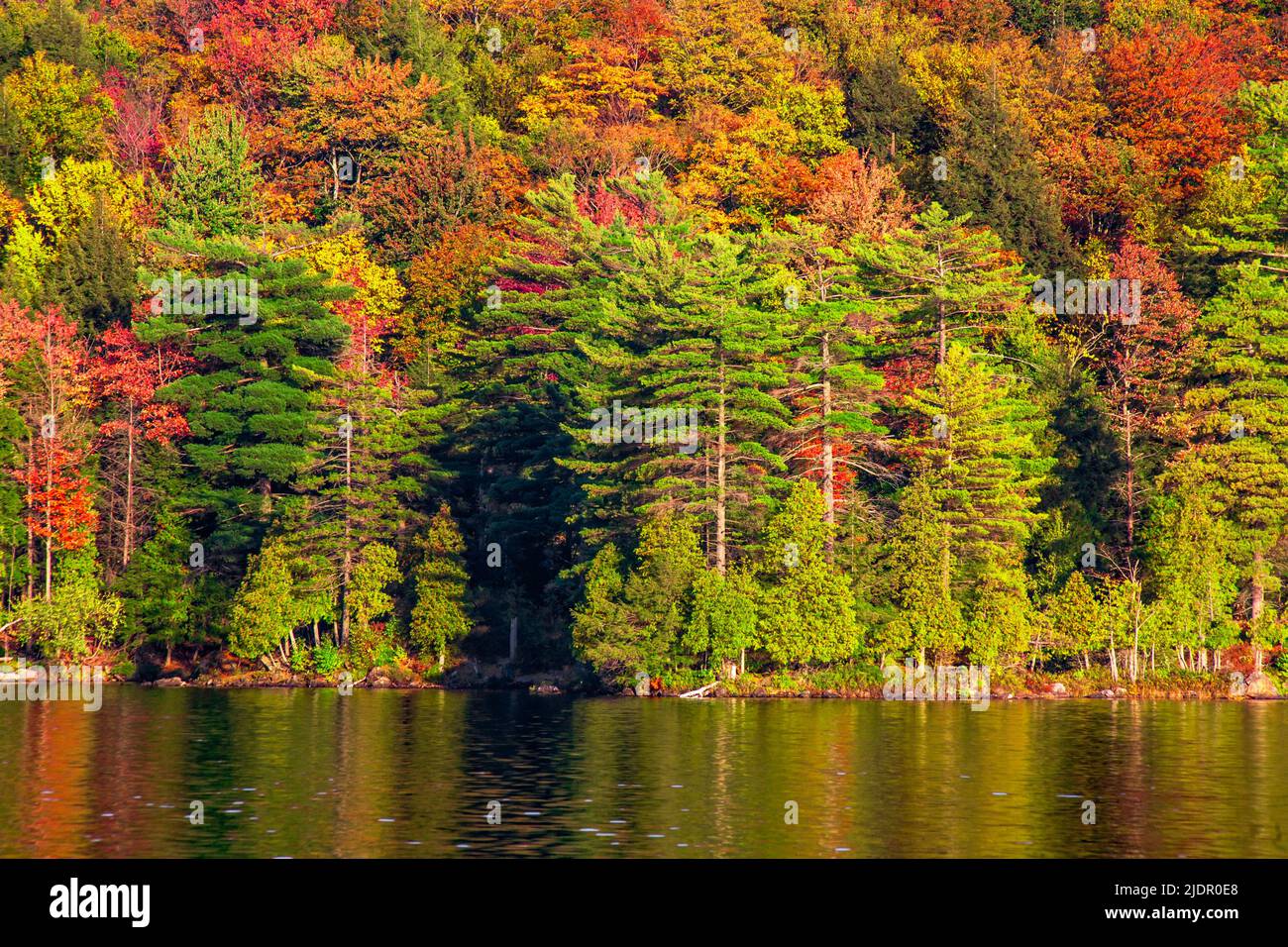 Lac Stukely in Parc national du Mont-Orford in Quebec, Canada, spans ...