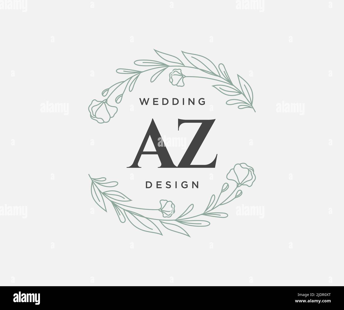 AZ Initials letter Wedding monogram logos collection, hand drawn modern ...