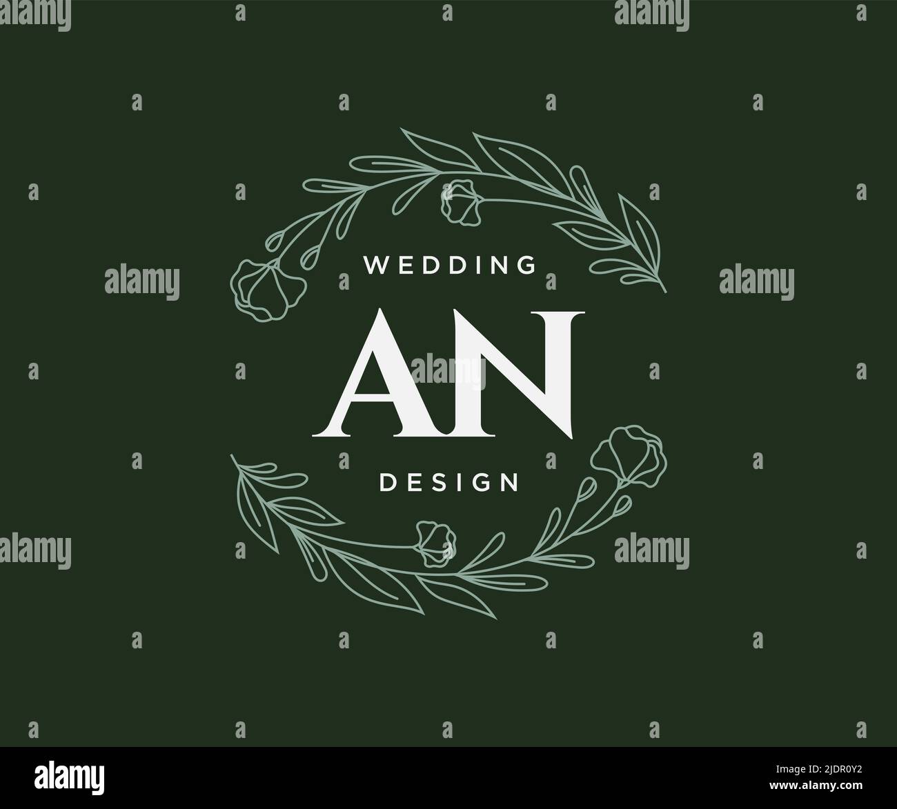 AN Initials letter Wedding monogram logos collection, hand drawn modern ...