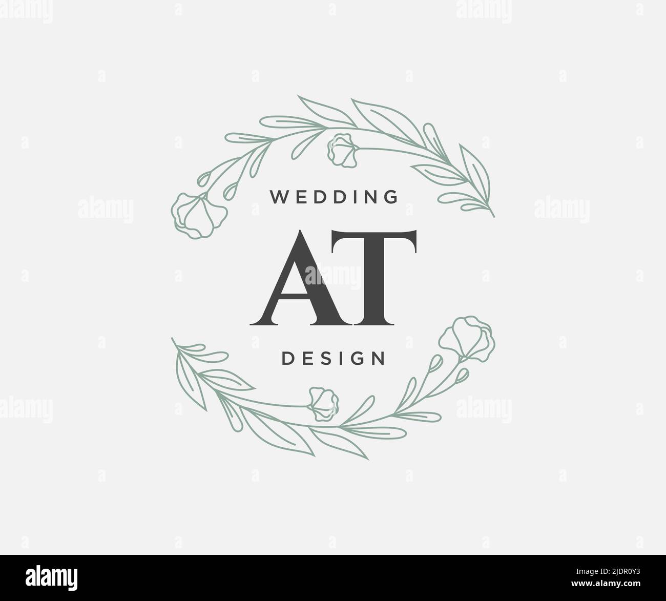 AT Initials letter Wedding monogram logos collection, hand drawn modern ...