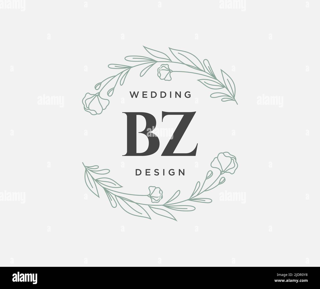 BZ Initials letter Wedding monogram logos collection, hand drawn modern ...