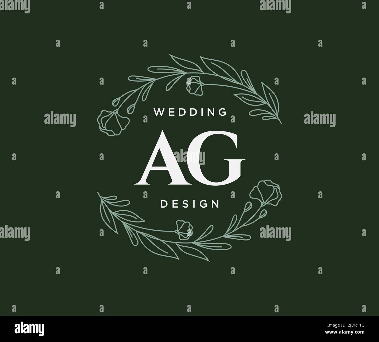 AG Initials letter Wedding monogram logos collection, hand drawn modern ...