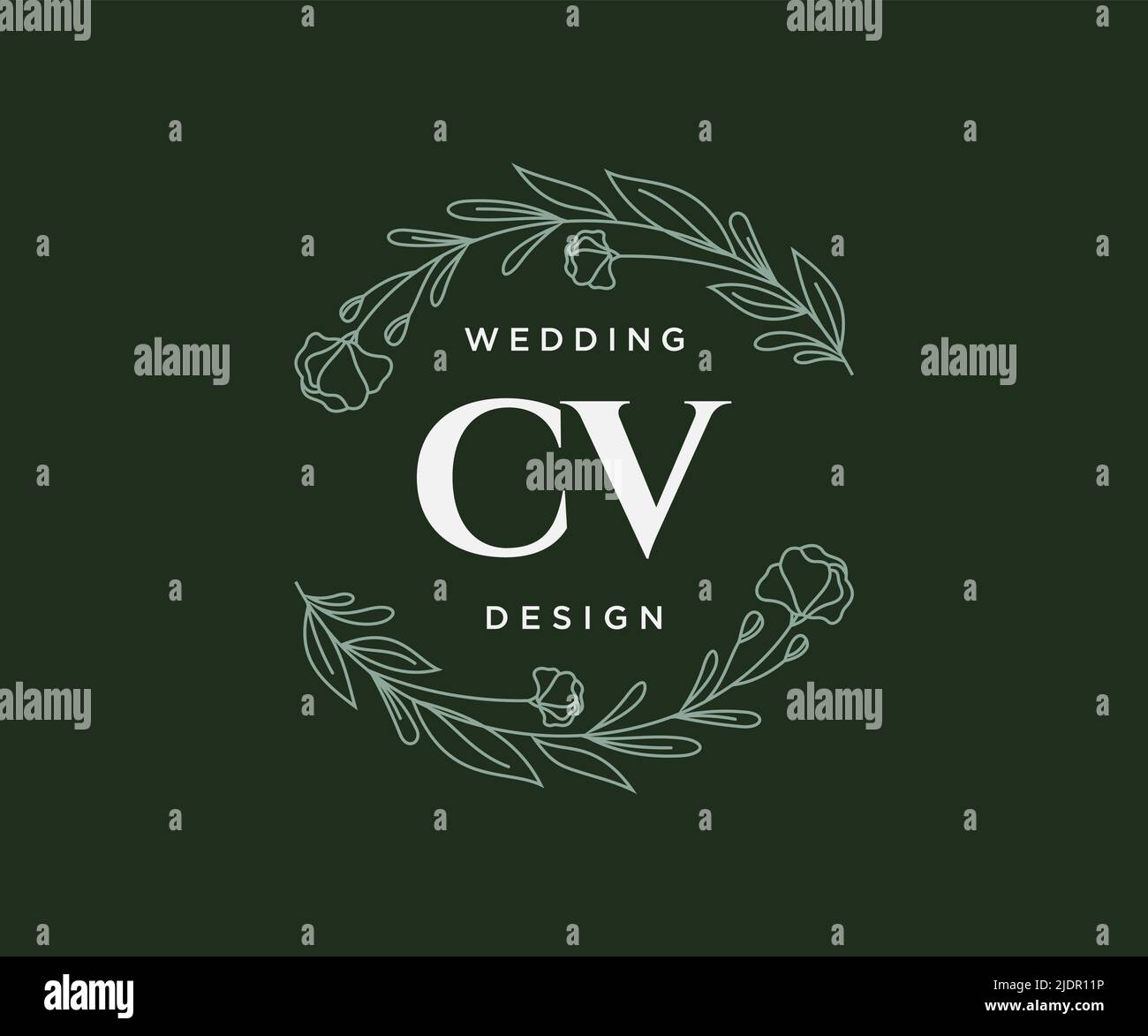 CV Initials letter Wedding monogram logos collection, hand drawn modern minimalistic and floral ...
