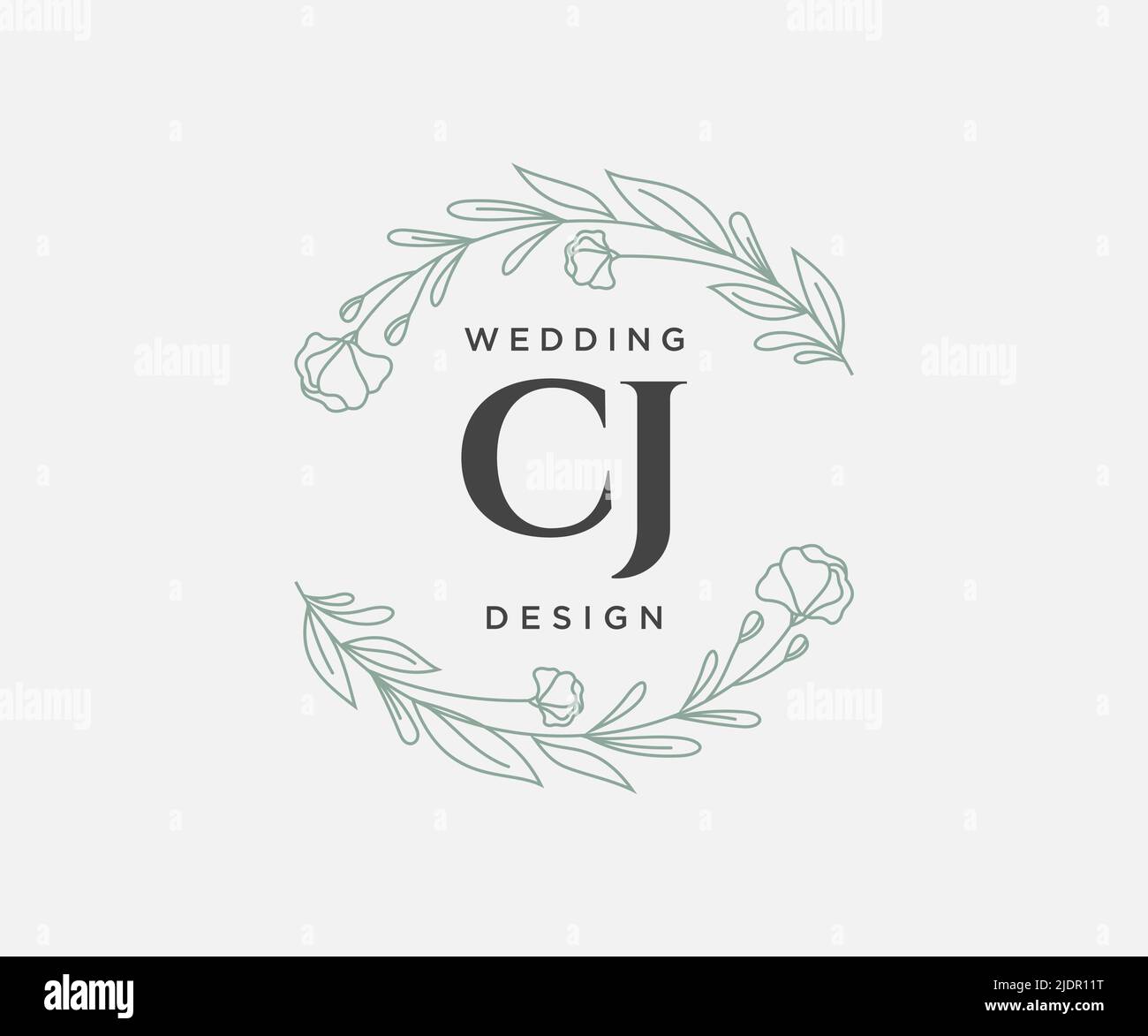 CJ Initials letter Wedding monogram logos collection, hand drawn modern ...