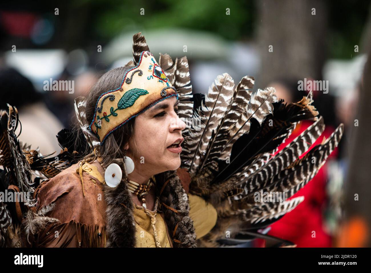 Montreal, Canada. 21st June, 2022. An Indigenous dancer in full ...