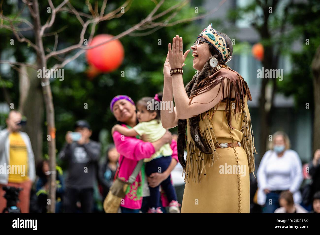 Montreal, Canada. 21st June, 2022. An Indigenous dancer in full ...