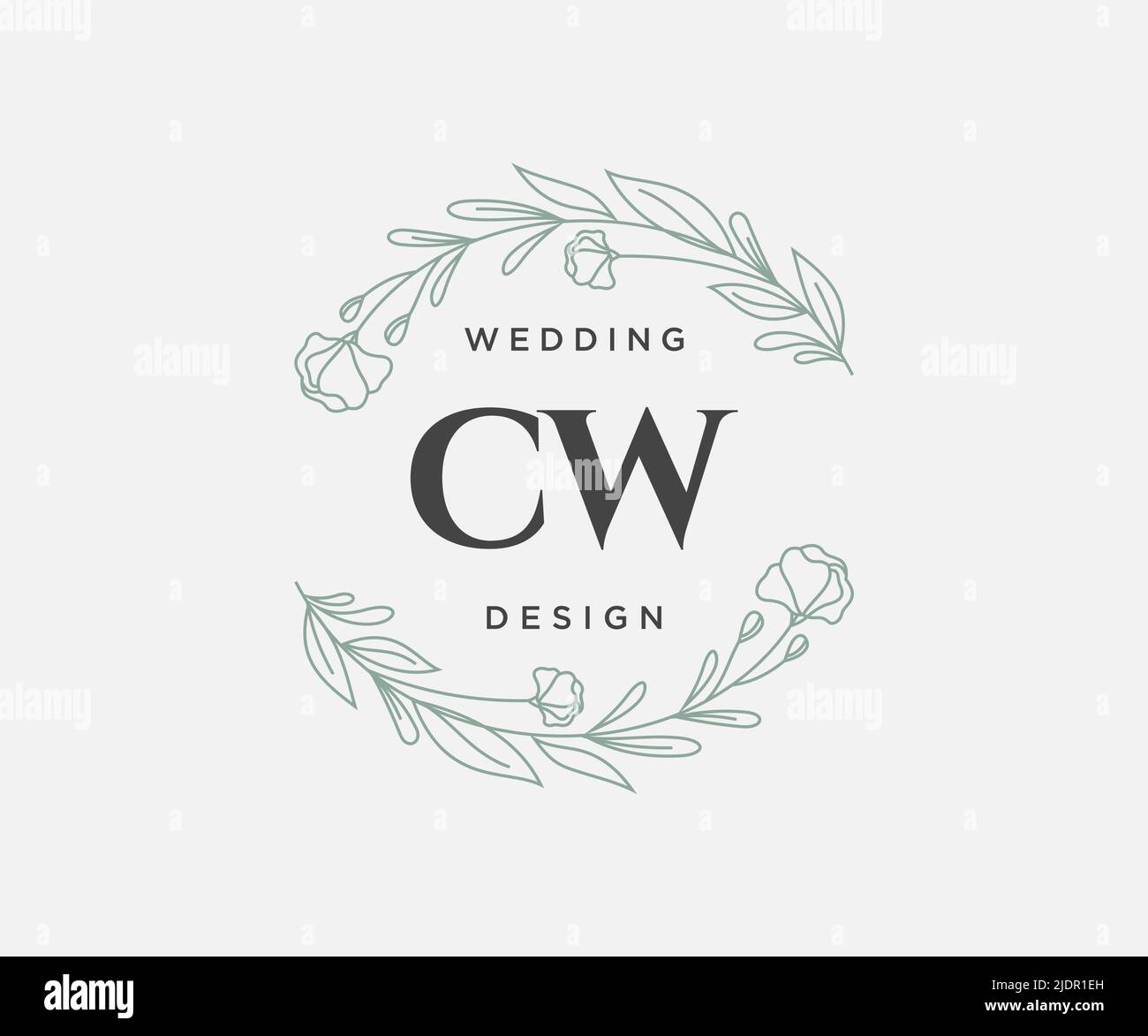 CW Initials letter Wedding monogram logos collection, hand drawn modern ...