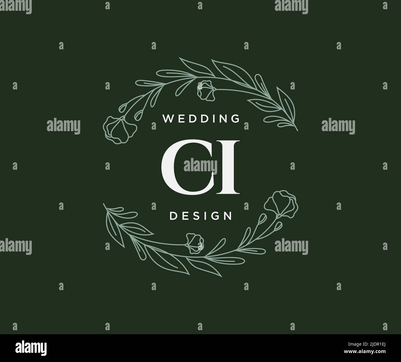 CI Initials letter Wedding monogram logos collection, hand drawn modern ...