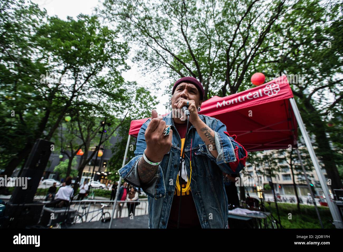 Drezus, a Muskowekwan, performs in the concert to celebrate the ...