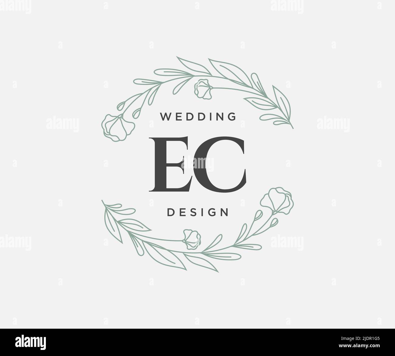 EC Initials letter Wedding monogram logos collection, hand drawn modern ...