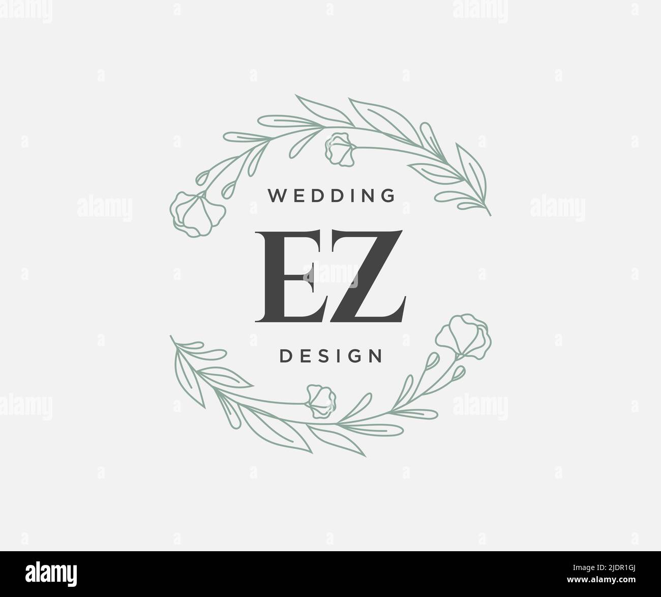 EZ Initials letter Wedding monogram logos collection, hand drawn modern ...