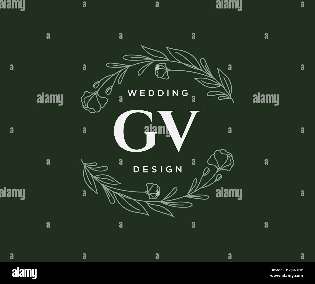 GV Initials letter Wedding monogram logos collection, hand drawn modern ...