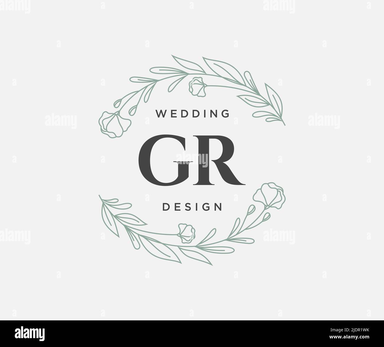 GR Initials letter Wedding monogram logos collection, hand drawn modern ...
