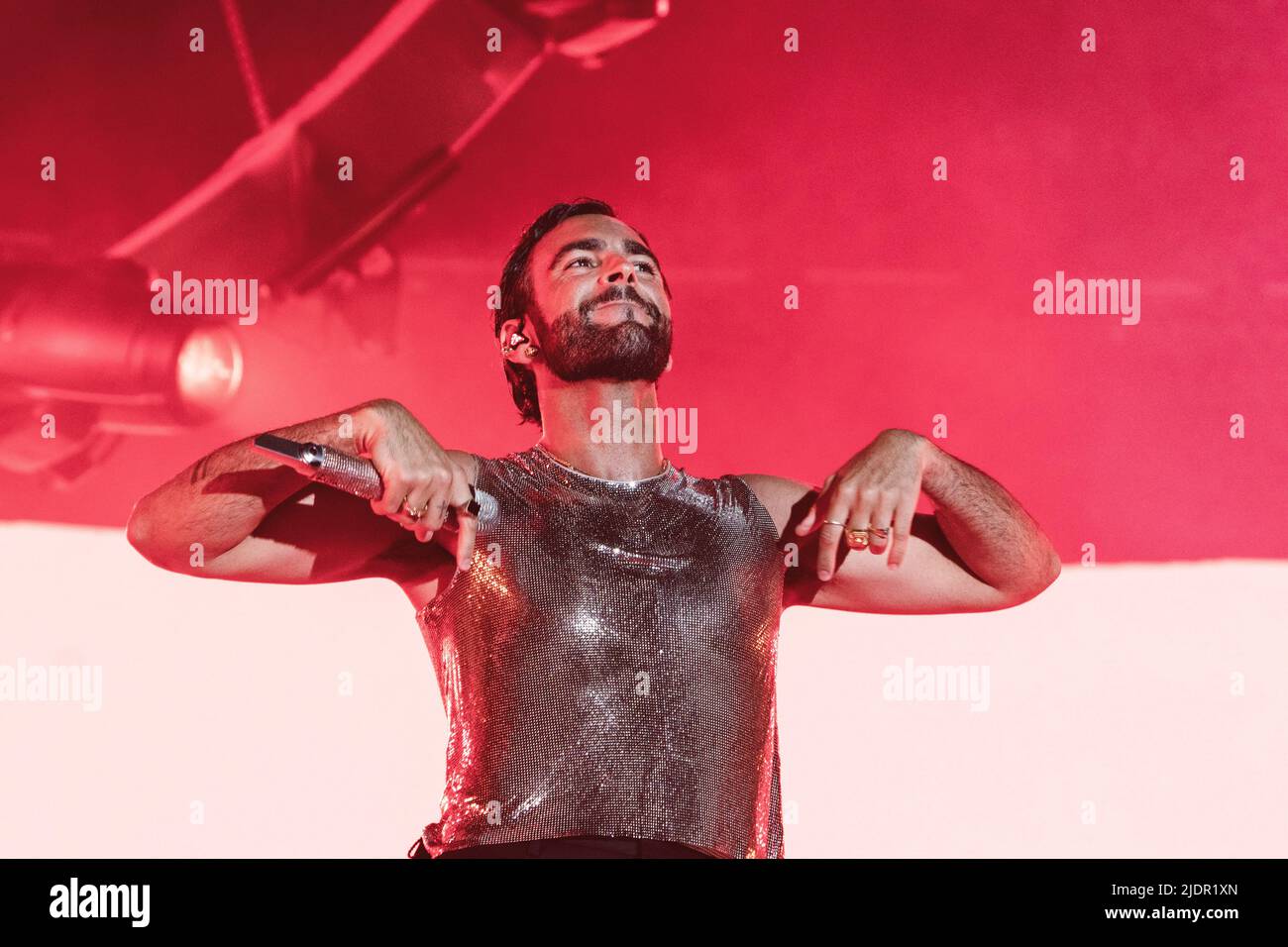 The Italian singer Marco Mengoni performs on stage during his concert ...