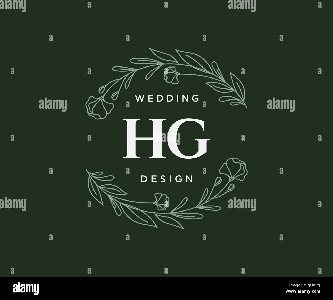 HG Initials letter Wedding monogram logos collection, hand drawn modern ...