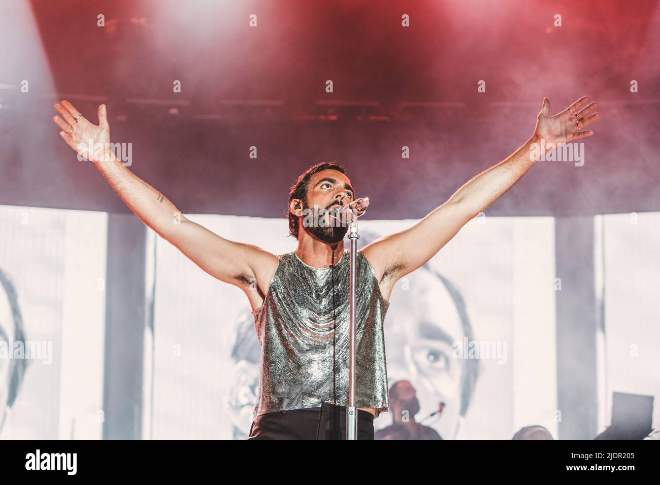 Rome, Italy. 22nd June, 2022. The Italian singer Marco Mengoni performs ...