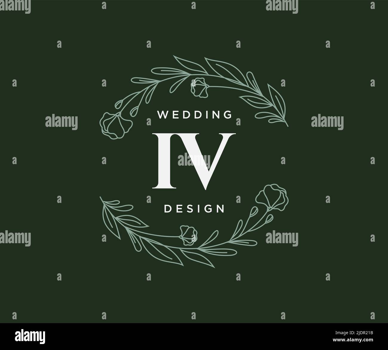 IV Initials letter Wedding monogram logos collection, hand drawn modern ...