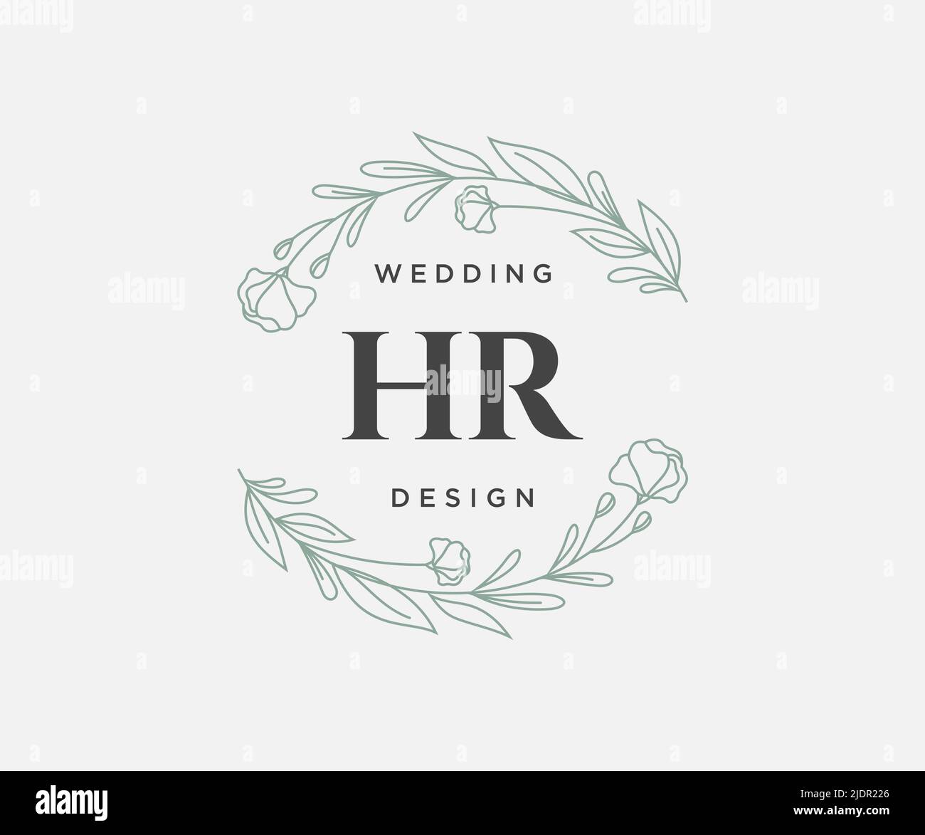 HR Initials letter Wedding monogram logos collection, hand drawn modern ...